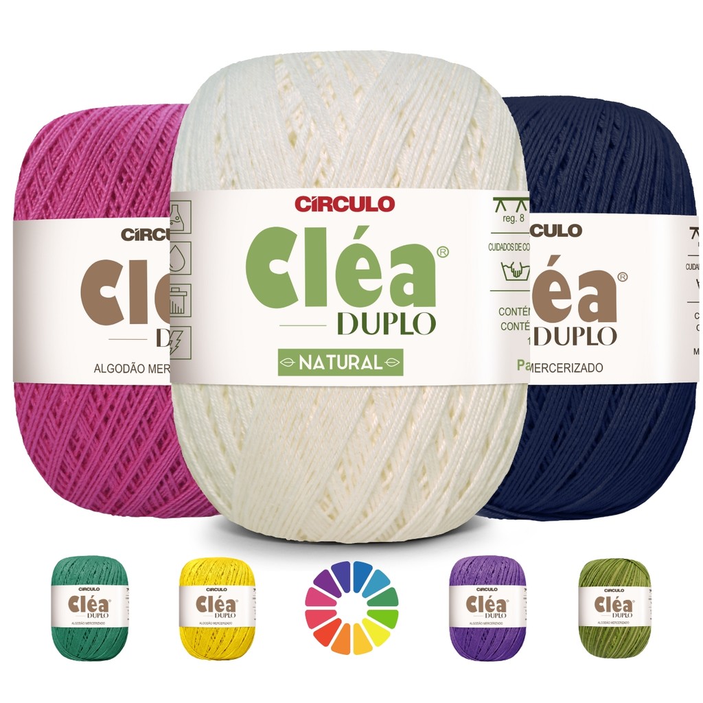 Linha Círculo Cléa Duplo – 100% Algodão Mercerizado 150 g / 508 m – Crochê & Tricô | Shopee Brasil