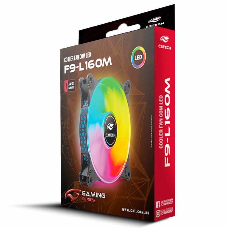 COOLER FAN PARA GAB. F9-L160BK 120MM 4 PINOS MOLEX FRGB C3TECH BOX ...