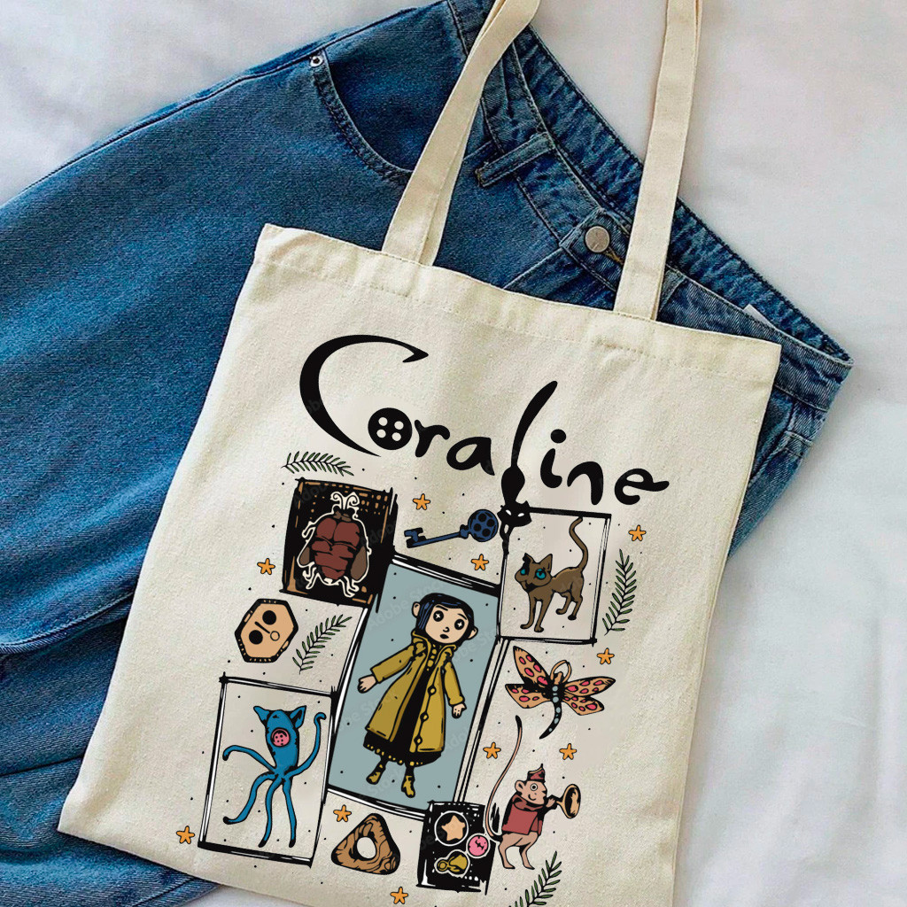 Bolsa Sacola Ecobag 100% Algodão Cru Coraline Mundo Secreto Aesthetic ...