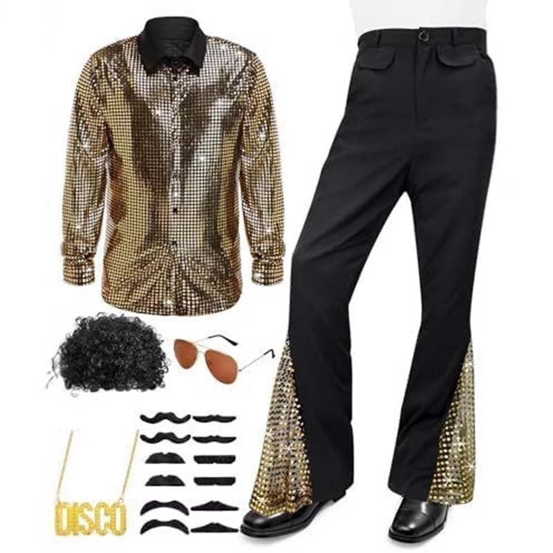 Fantasia Disco dos Anos 70 para Homens com Camisa Retrô e Calças Boca ...