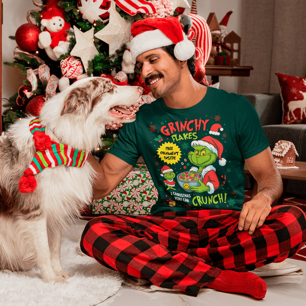 Camiseta Basica de Natal Merry Christmas Grinch Flakes Crunch natalina ...