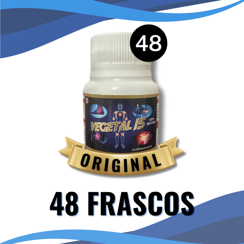Kit 48 Frascos Vegetal 15 - Suplemento Alimentar ORIGINAL 500mg | Shopee Brasil