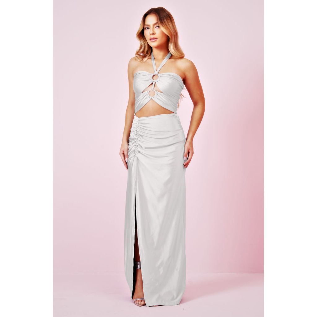 Vestido Longo Up Glam Com Argola Planet Girls Branco | Shopee Brasil