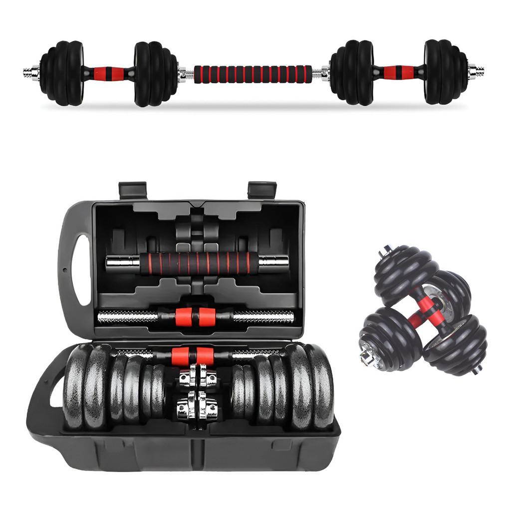 Maleta De Halteres Barra Anilhas Dumbbell Kit Completo 20kg MBFIT ...