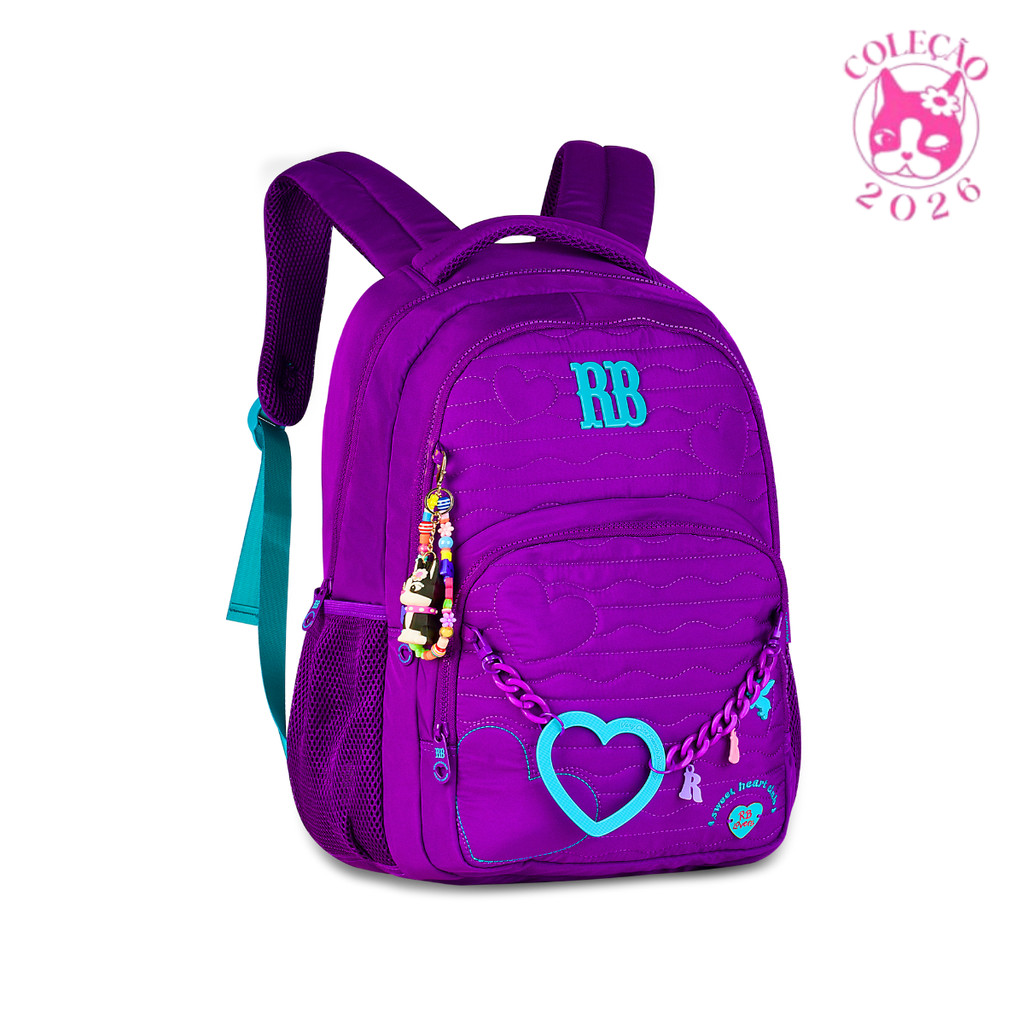 Mochila de Costas Rebecca Bonbon Heart Beats -Clio Style Cor:Roxo ...