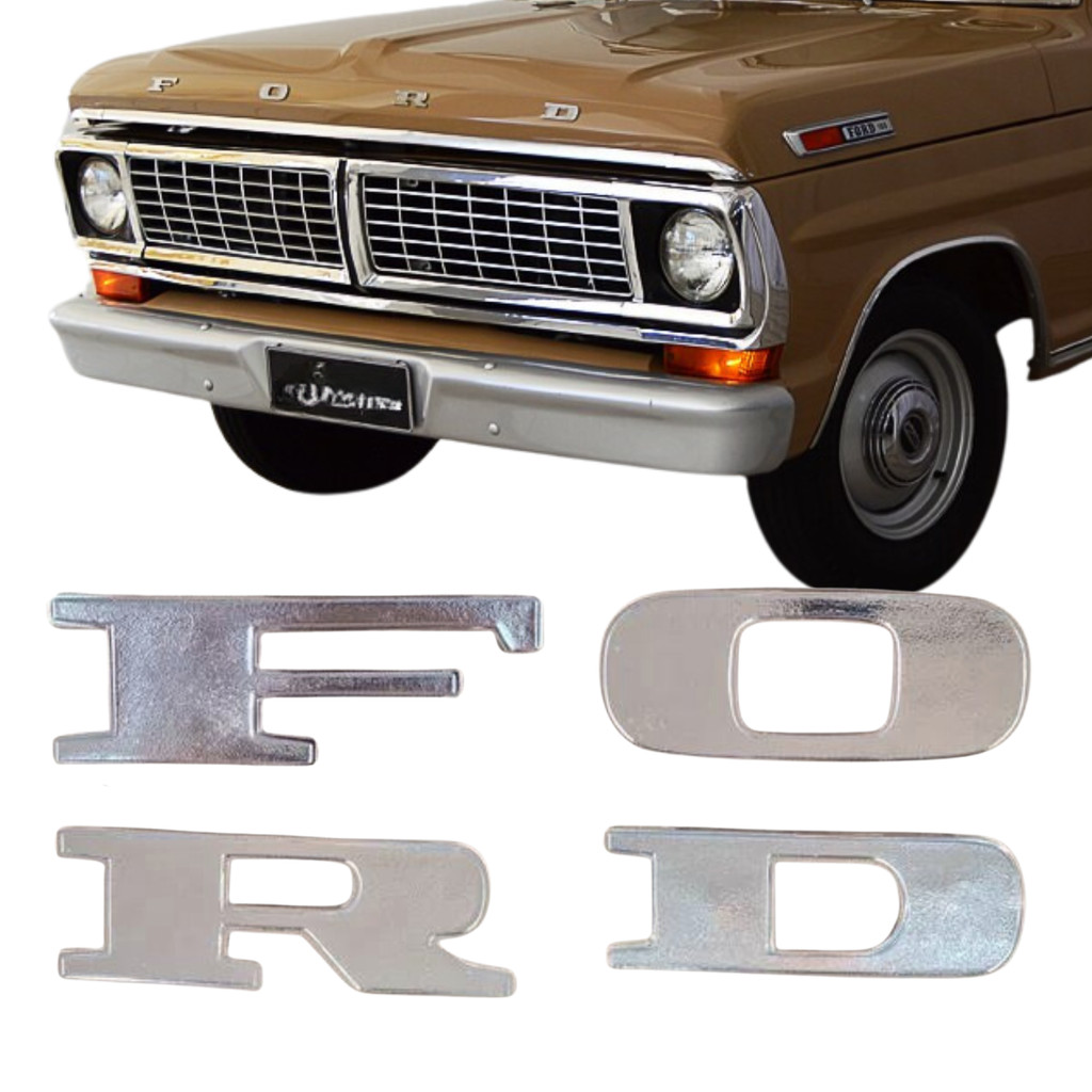 EMBLEMA LETRA FORD CAPO F100 F1000 METAL CROMADO KIT JOGO | Shopee Brasil