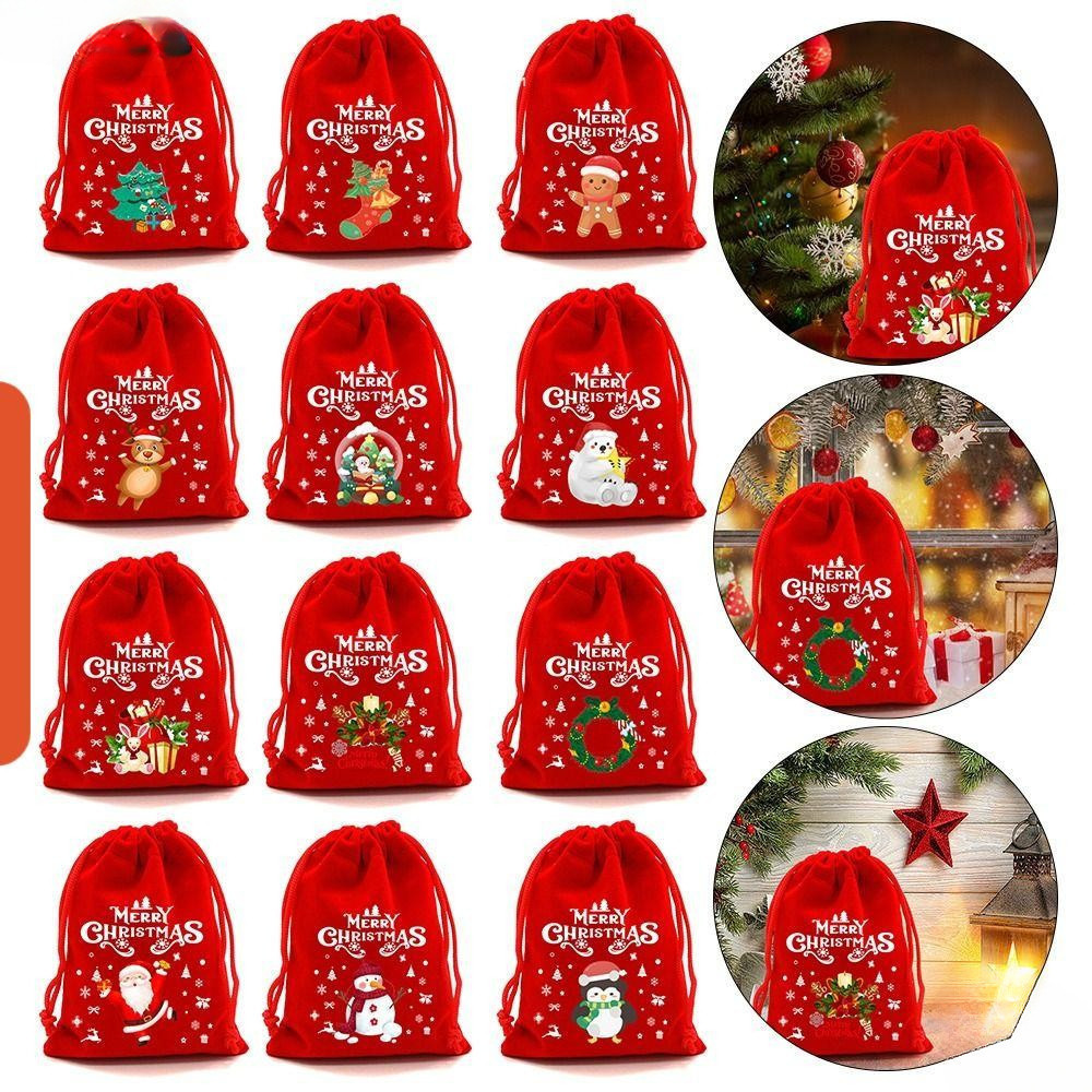LOVUR 5/10 Unidades De Sacos De Veludo De Natal , Saco De Lanche De ...