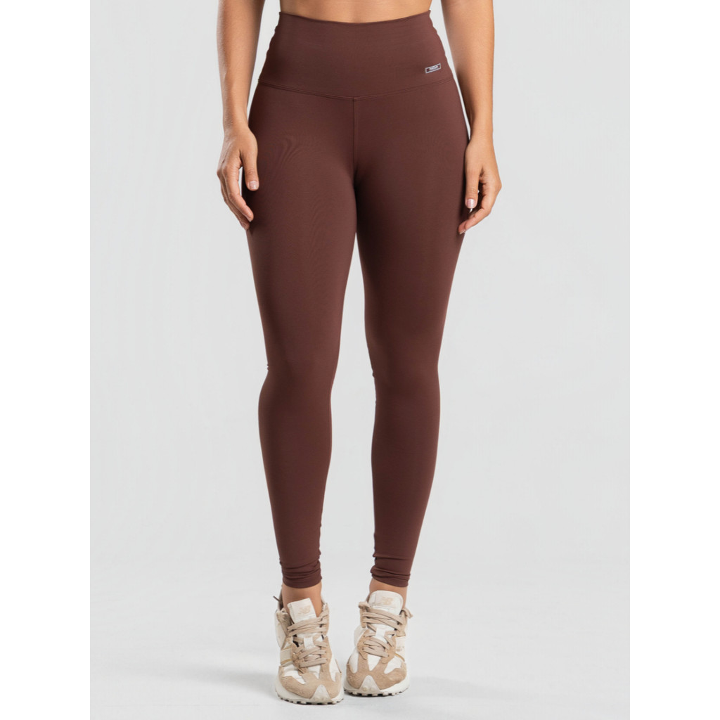 Legging Poliamida Cintura Alta Marrom Massam Fitness | Shopee Brasil