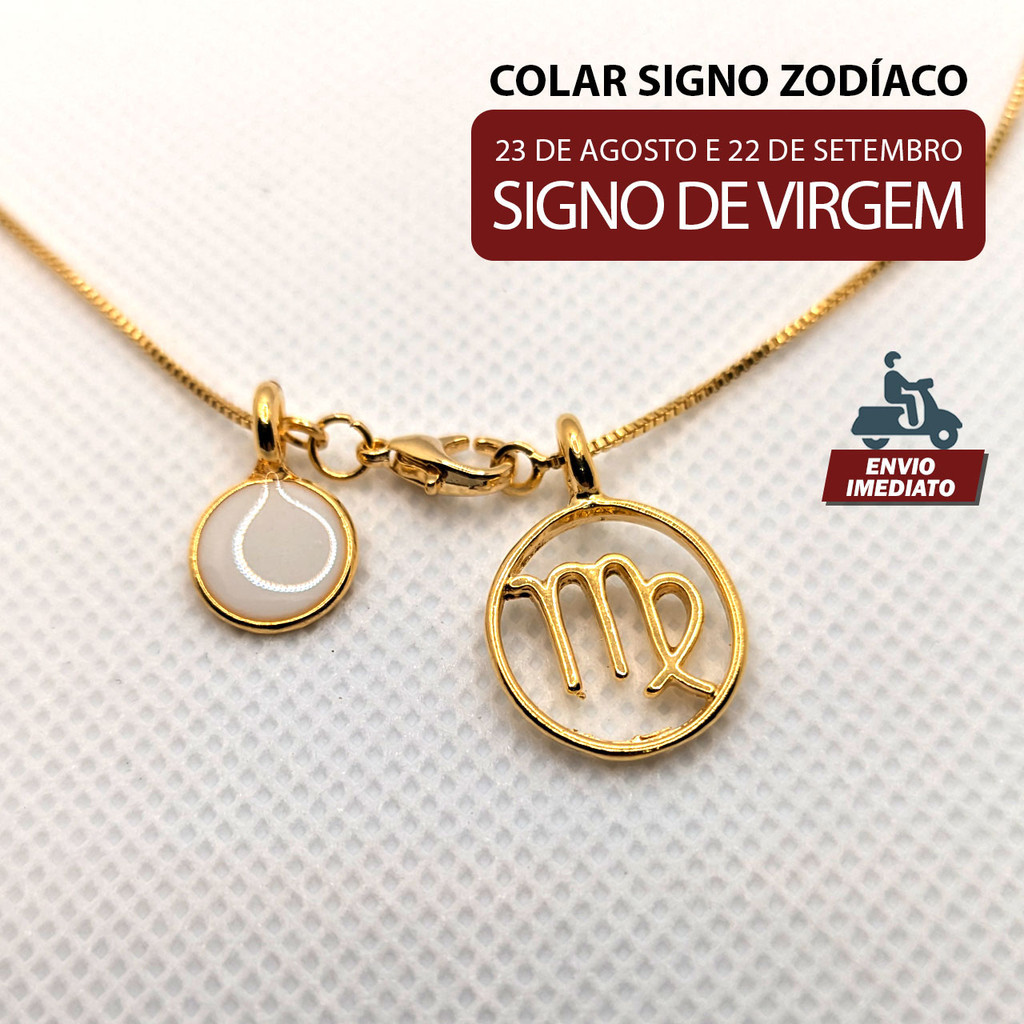 Colar Signo Virgem Folhado Ouro 18k Cor Branco | Shopee Brasil