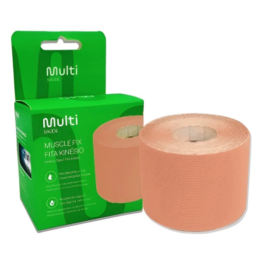 Fita Kinésio Muscle Fix Bandagem Bege Multilaser 5cmx5m | Shopee Brasil