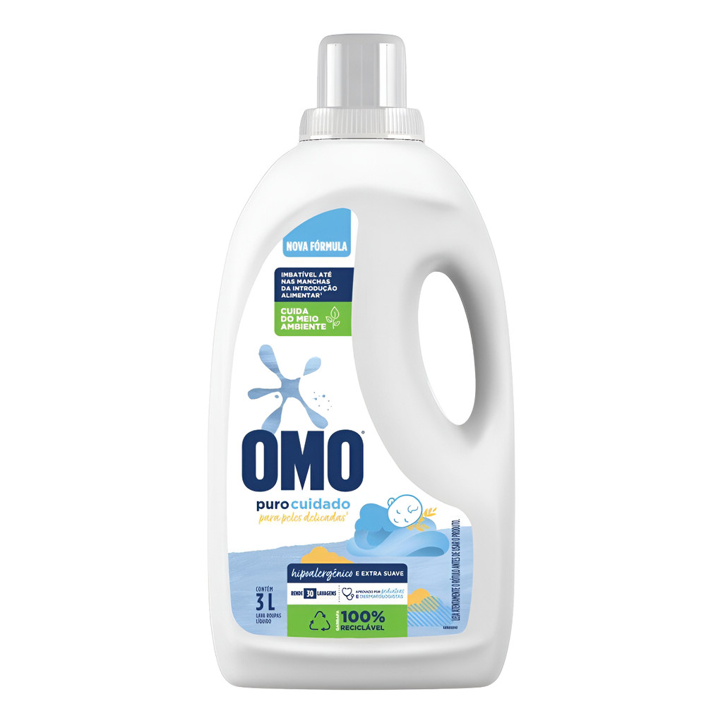 Omo Puro Cuidado Líquido - Galão - 3 L - Unidade - 1 - 1 | Shopee Brasil