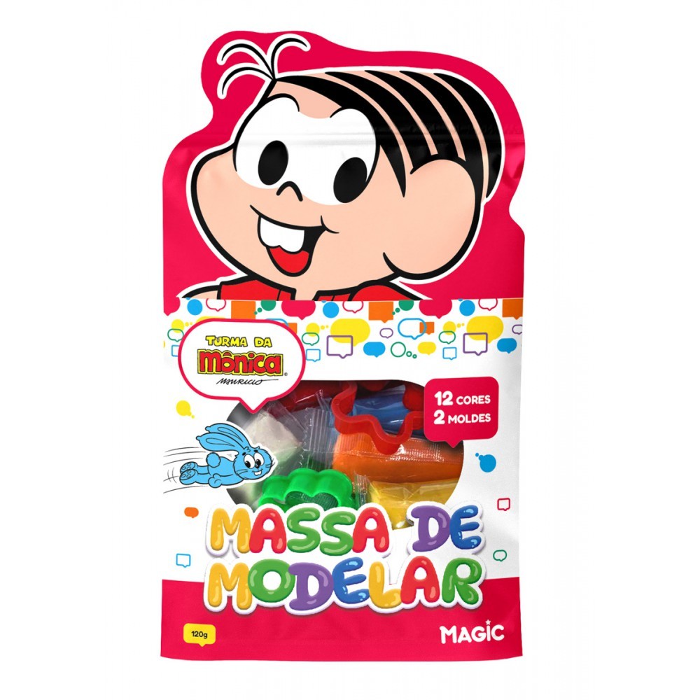 Massa de Modelar 120g com 12 Cores e 2 Moldes - Mônica e sua | Shopee ...