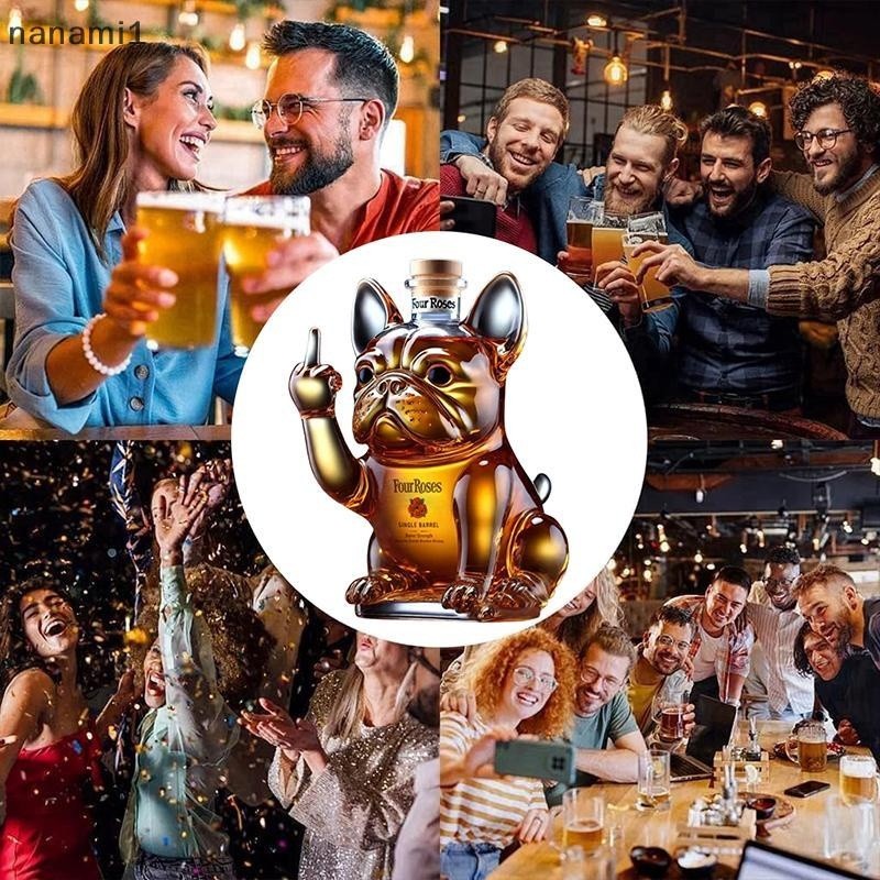 Nanami1 Funny Bulldog Middle Finger Wine Bottle Whiskey Decanter For ...