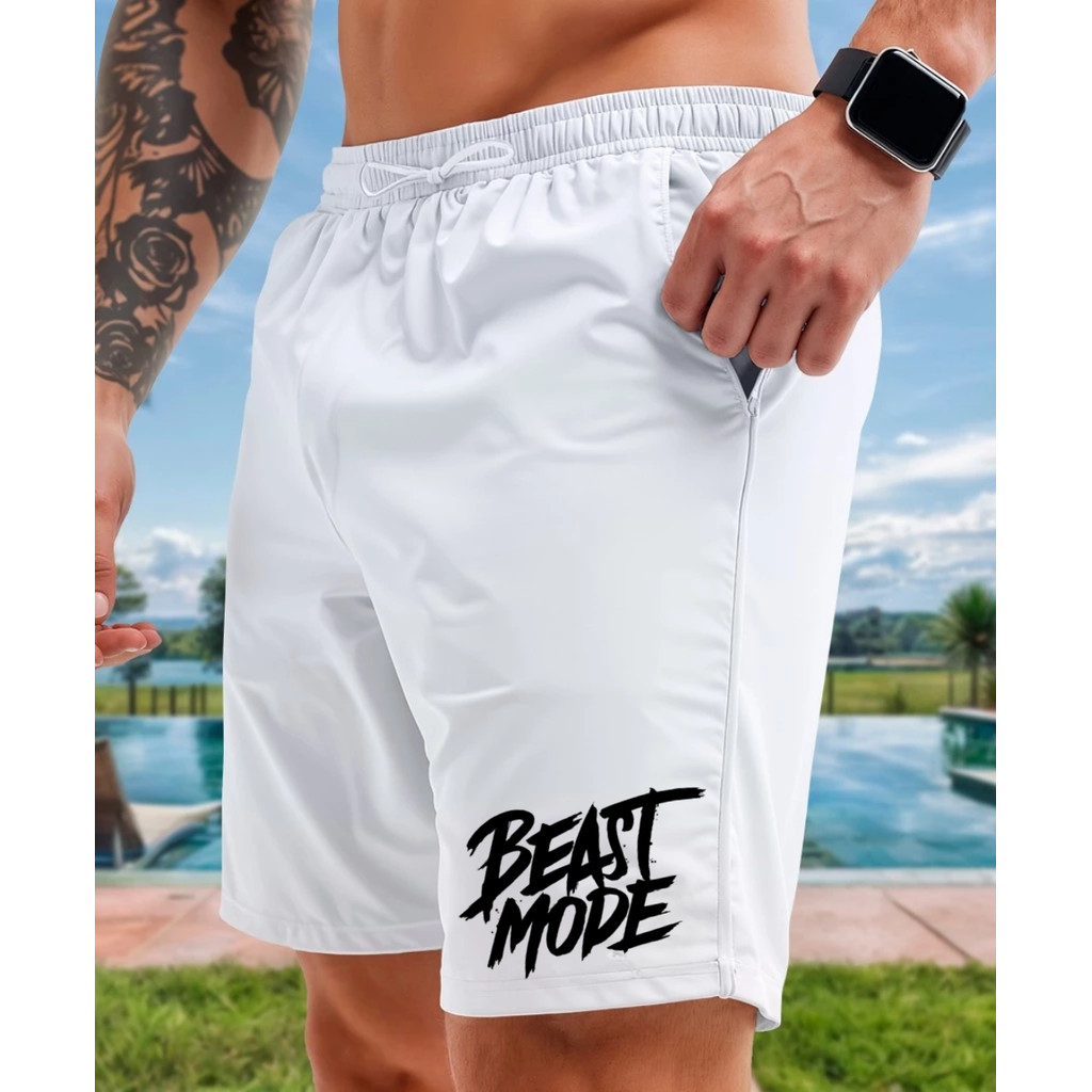 Short Moda Praia Masculino Bermuda Verão Tec Tell Beast Mode Academia ...