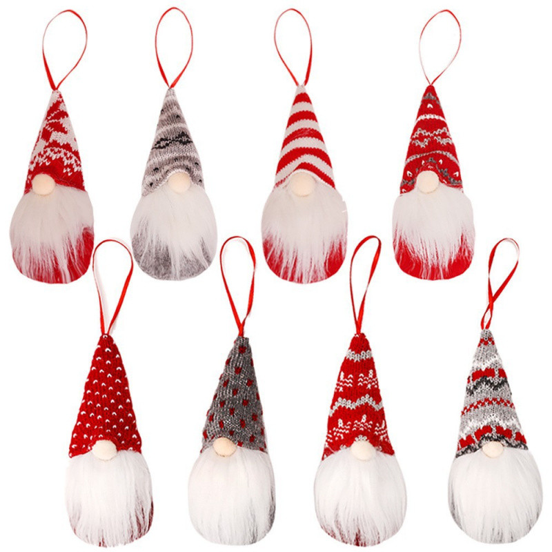 Conjunto de 8 peças de enfeites de árvore de Natal anão, elfo de Papai ...