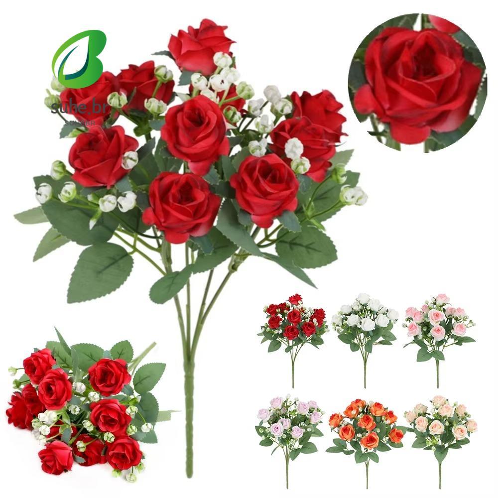 Buquê De Rosas Artificiais SFBSF , De Seda DIY De 10 Cabeças , Plantas ...