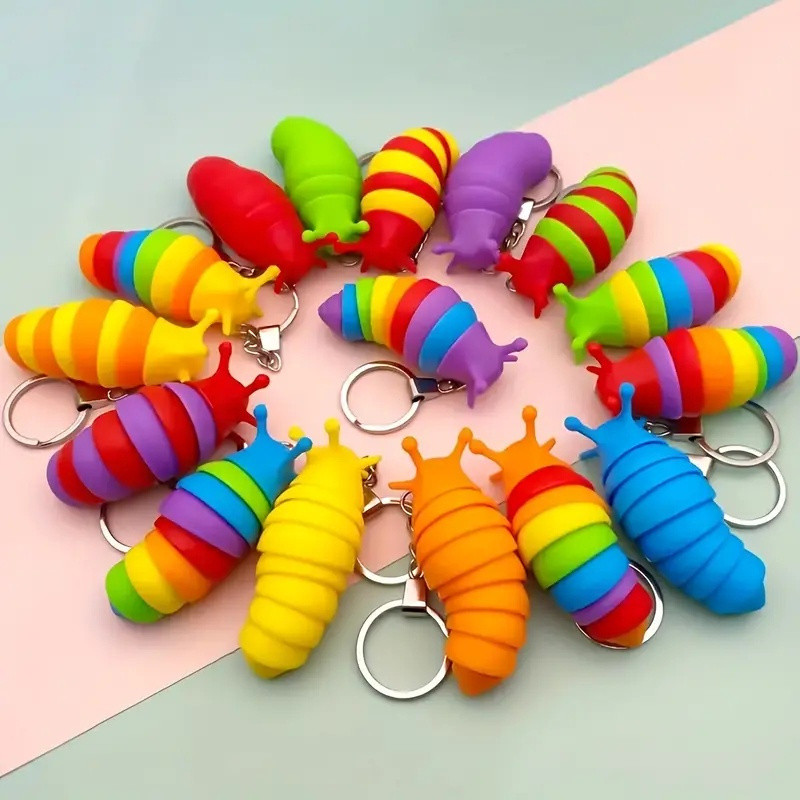 Mini Chaveiro de Fidget Slug Brinquedos 3D Articulados Caterpillar ...