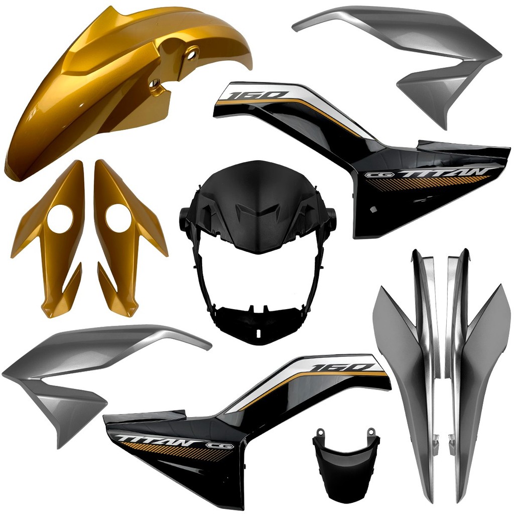 Kit Carenagem 6 Peças Completo Cg Titan 160 2022 Dourado Com Adesivos ...