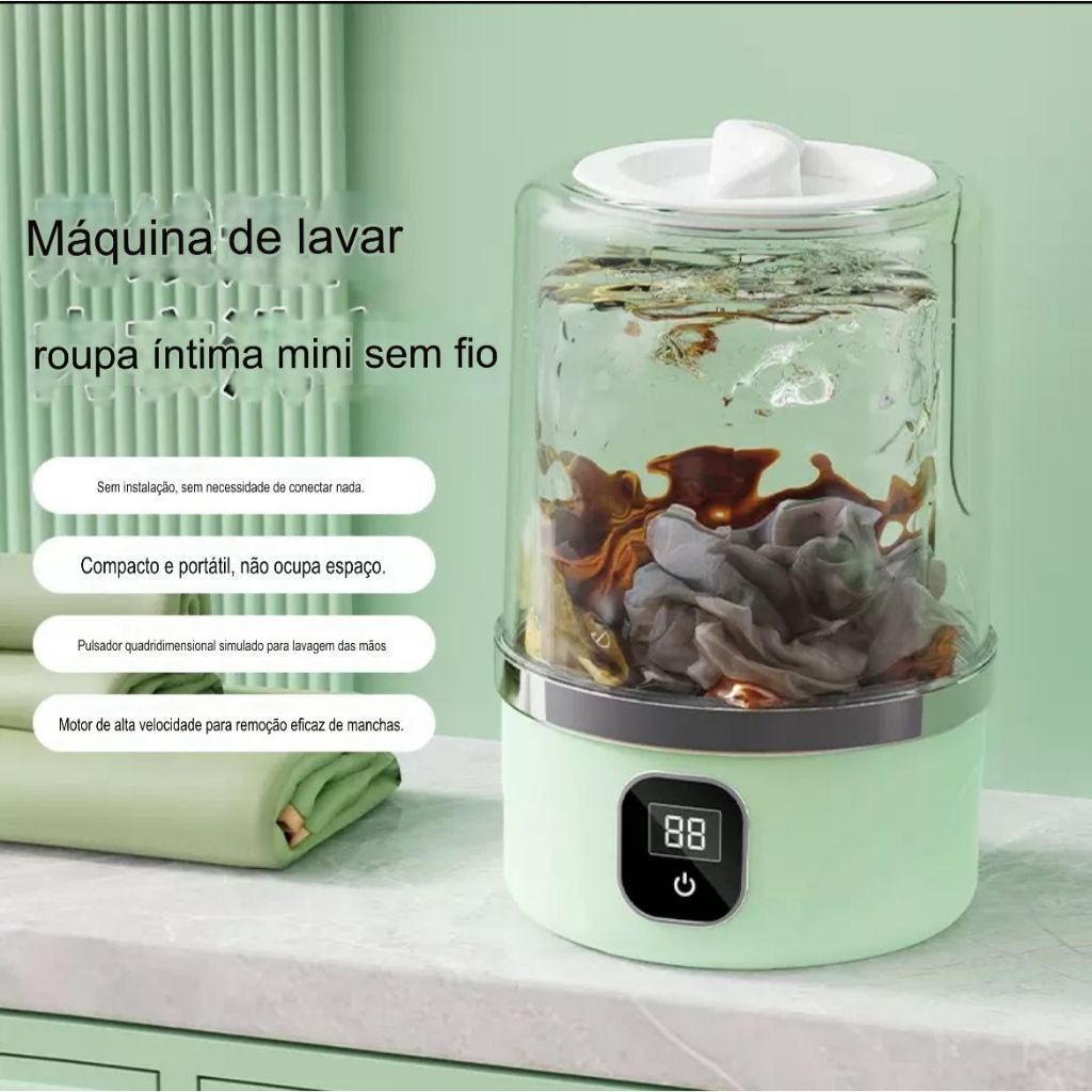 Mini Máquina De Lava Roupas Íntimas/Meias e Calcinha Com LED 1L Lavar ...