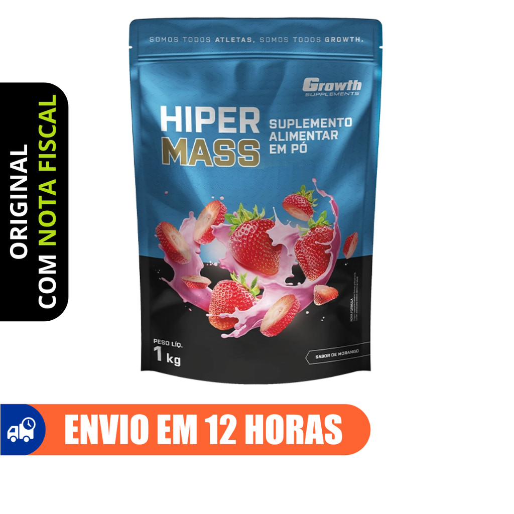Hipercalórico Hiper Mass 1Kg Sabor Morango Growth Supplements | Shopee ...