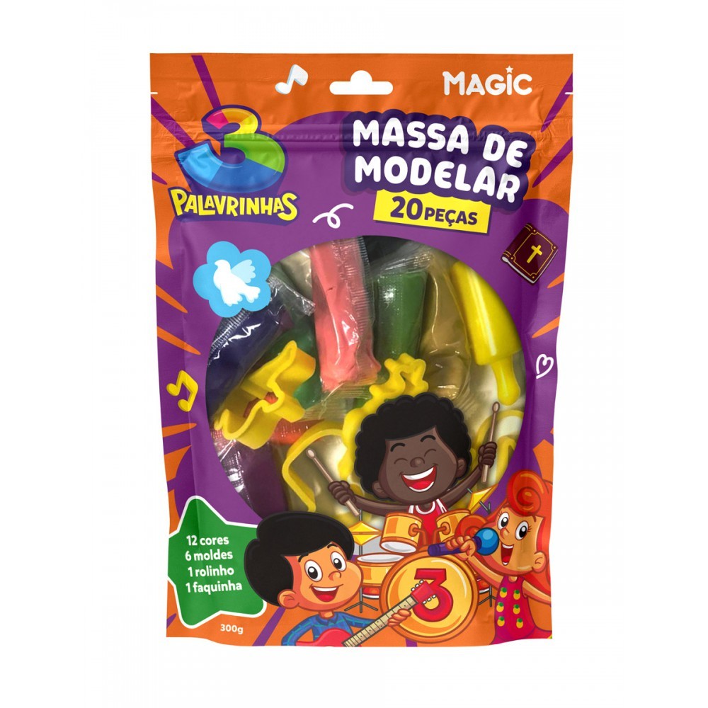 Massa de Modelar 300g com 12 Cores, 6 Moldes, 1 Rolo e 1 Peg | Shopee ...