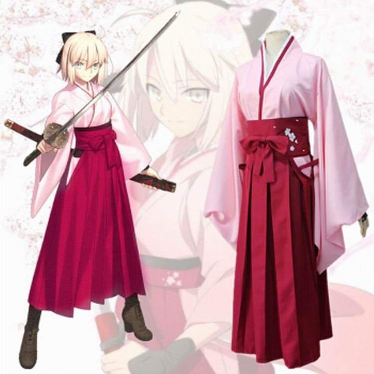 Fada japonesa Fate Okita Soji sabre Elegante Kimono cos Conjunto ...
