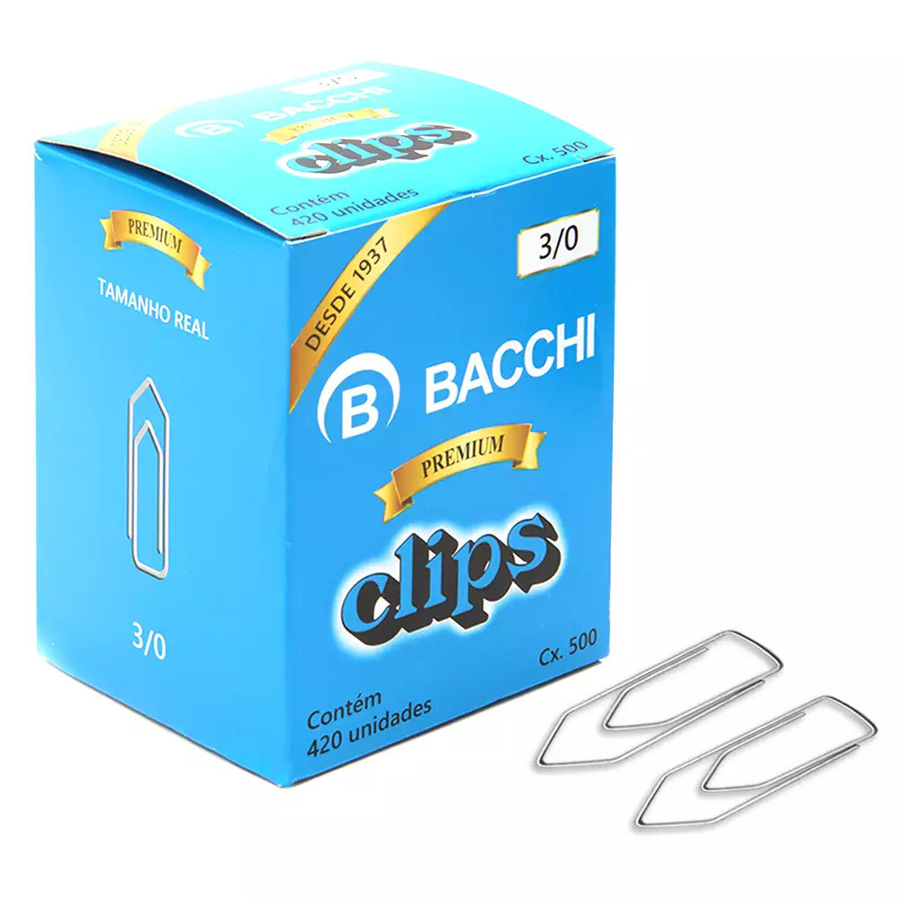 CLIPS N3/0 GALVANIZADO CX. C/420 UND BACCHI PREMIUM NR 3/0 | (610070 ...