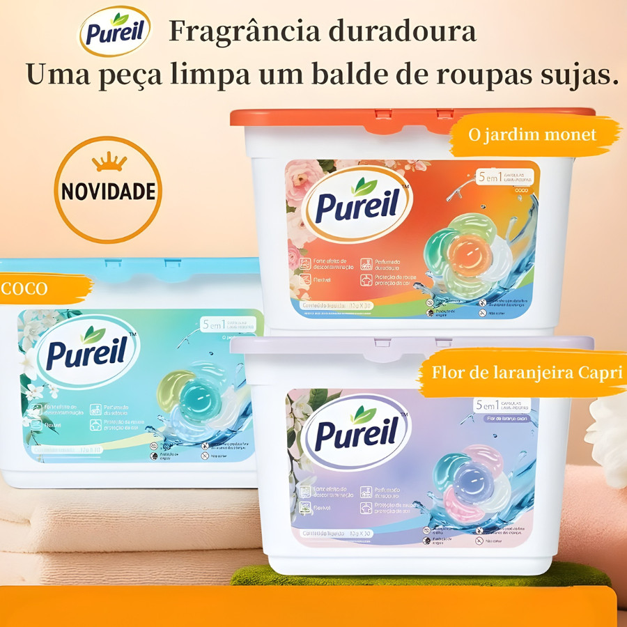 Lava Roupas em Capsula 5 em 1 coco jardim monet flor laranja capri ...