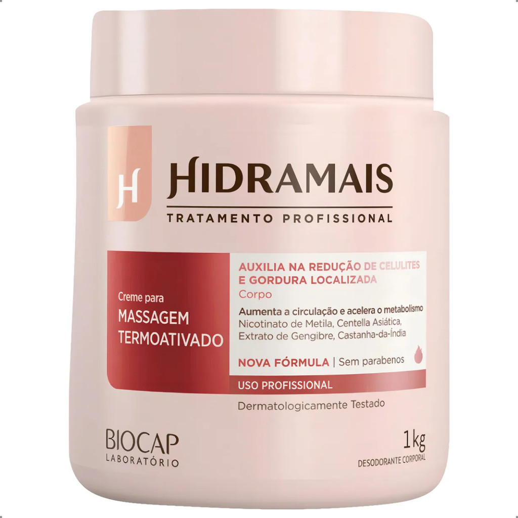 Creme Para Massagem Corporal Termoativado Hidramais 1Kg Redução de ...