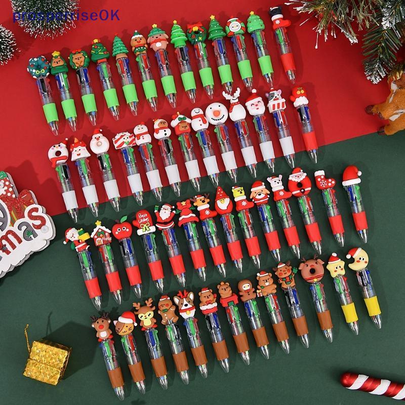 [newpros] 5-30 Unidades De Natal Misto 4 Em 1 Caneta Esferográfica ...