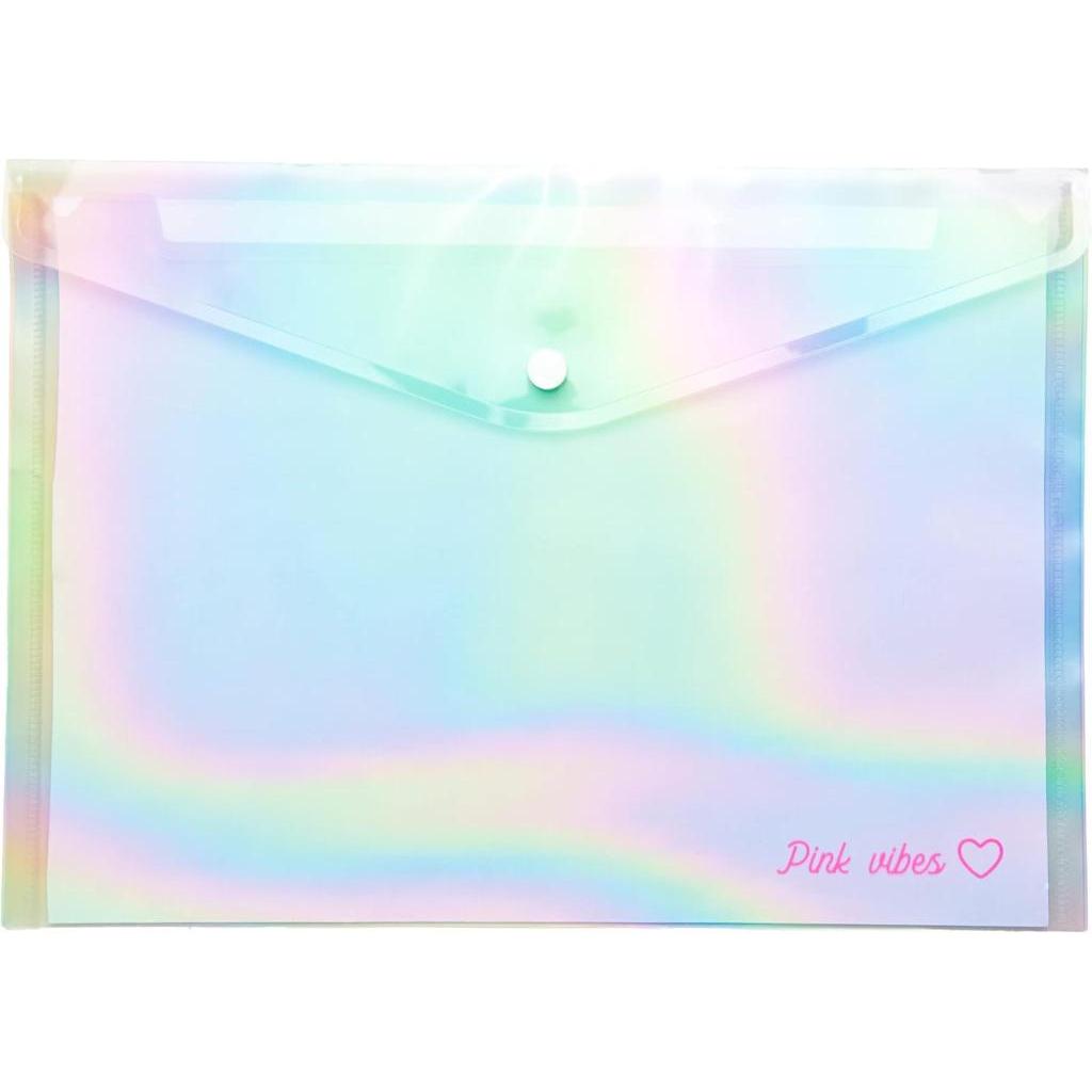 Pasta Plástica Envelope A4 Pink Holográfica Leoarte para Documentos ...