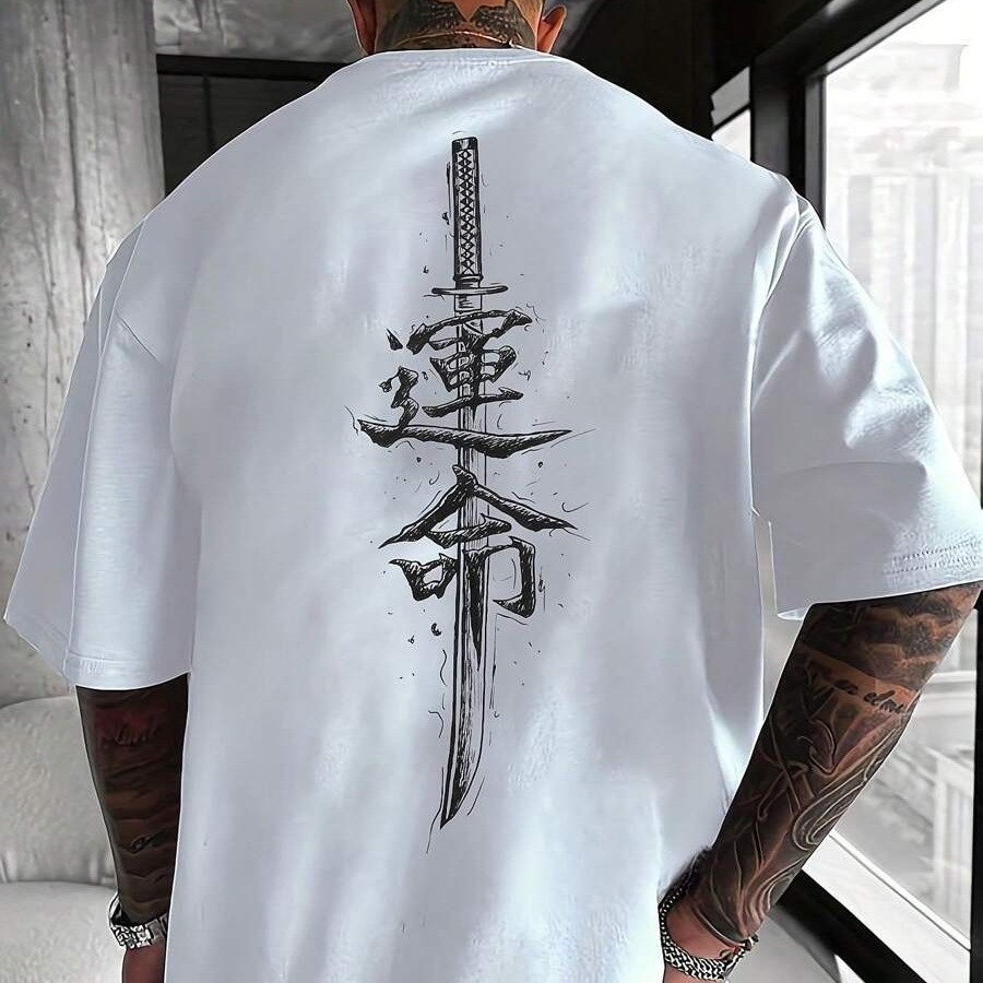 Camiseta de Samurai Katana Japonesa Japão Estampa da Moda Masculina ...