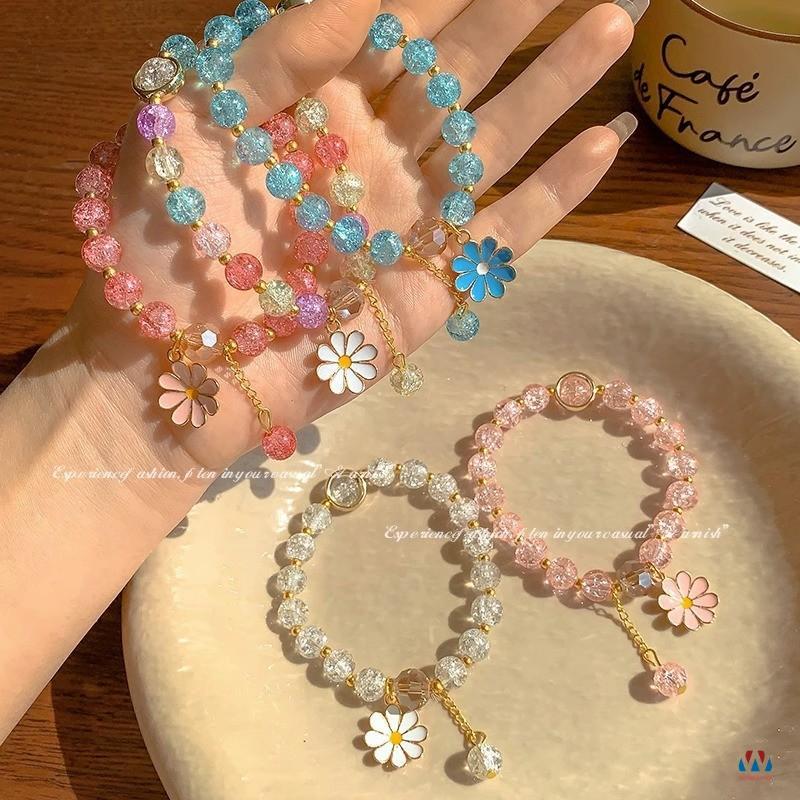 Pulseira De Flor De Sol Com Margarida De Cristal Para Mulheres-Joias De ...