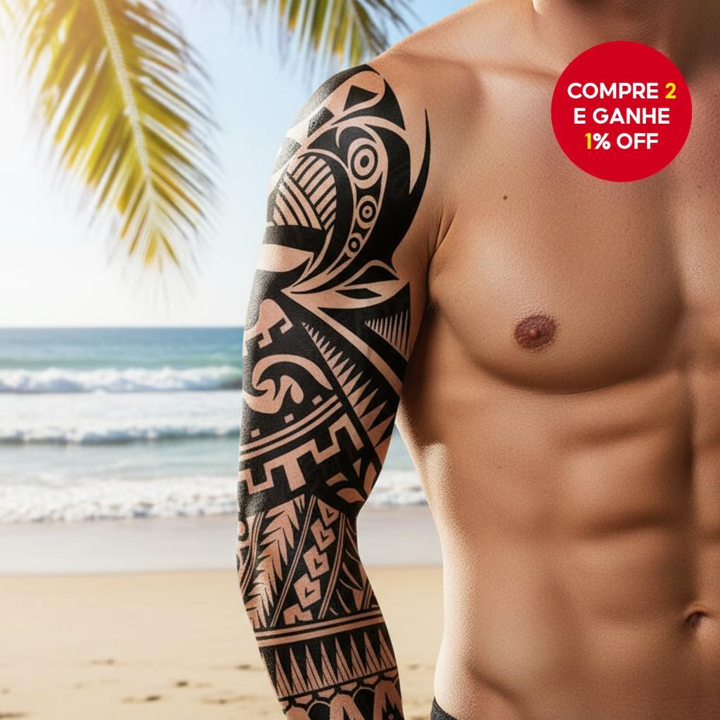 Adesivos De Tatuagem De Manga Tribal De Braço Inteiro à Prova D água