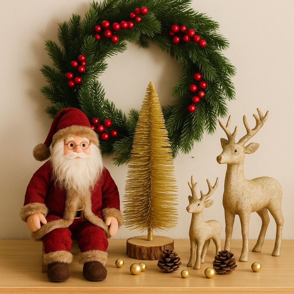 Arvore de Natal Enfeite de Mesa Dourada 30cm Rustico | Shopee Brasil