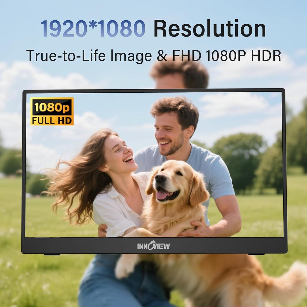 Monitor Portátil InnoView, 15,6 Polegadas FHD 1080P HDMI USB C, Segundo ...