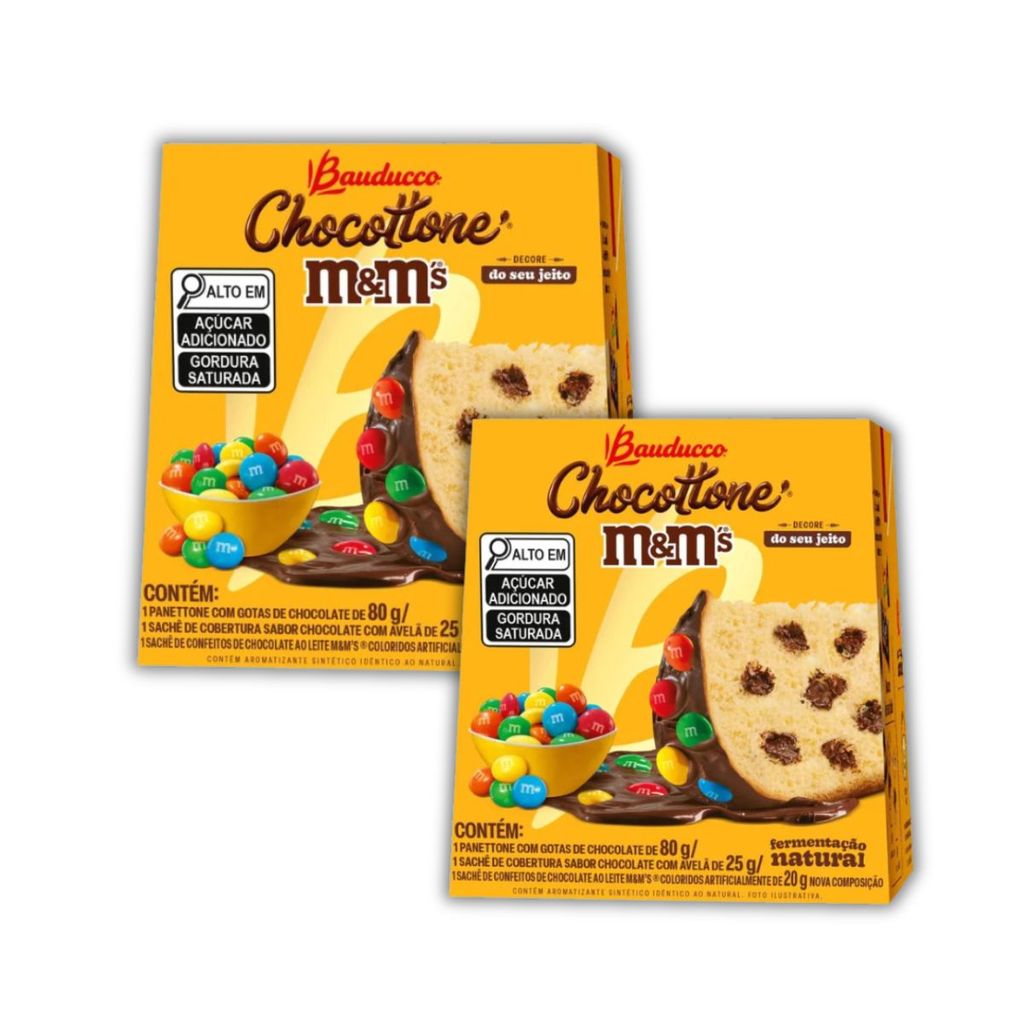 Chocottone M&M'S 80g Bauducco Chocotone Panetone Kit 2un | Shopee Brasil