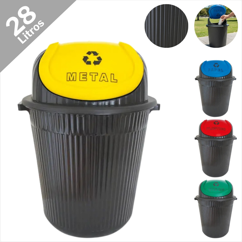 Lixeira Basculante Coleta Seletiva 28 Litros para Reciclagem | Shopee ...