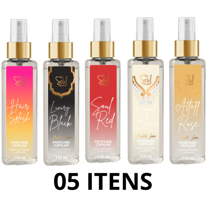 Kit 5 Perfumes Capilares Soul 110ml | Perfume duradouro e brilho para ...