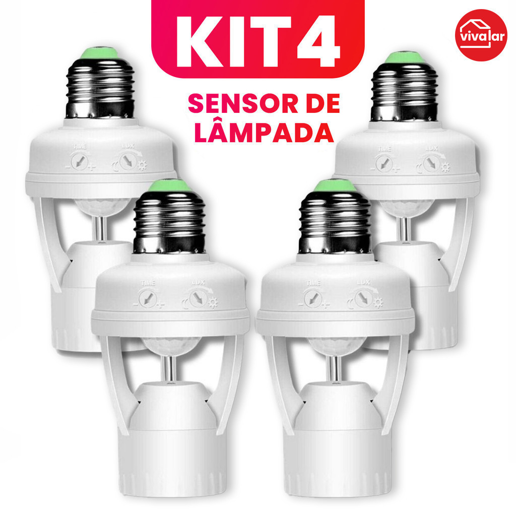 Kit 4 Sensor de Movimento para lâmpada Soquete E27 c/ sensor de ...