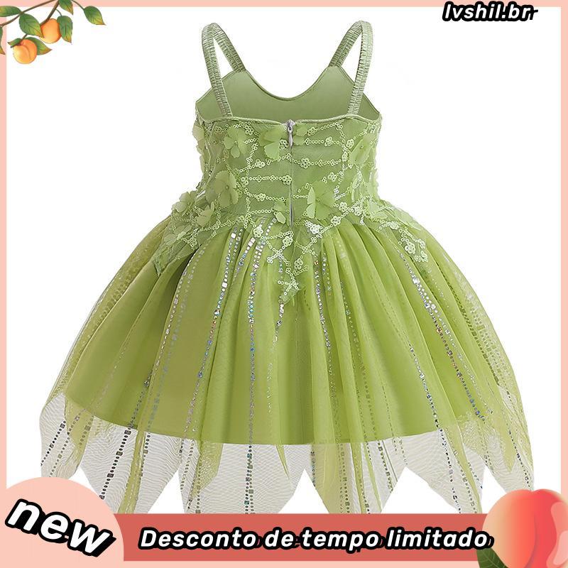 Tinker Bell Tiana Princesa Vestido Elf Traje Meninas Fada Festa De ...