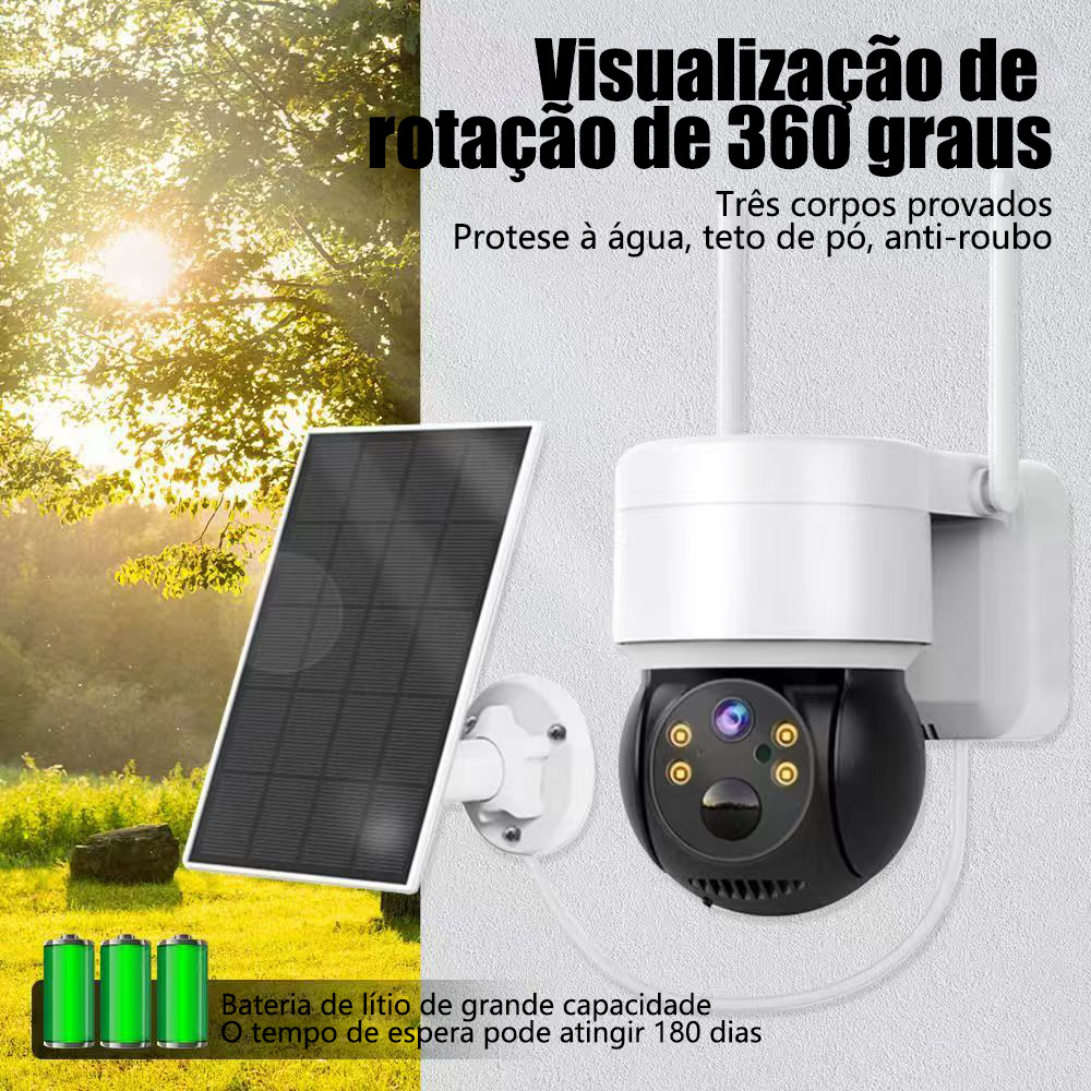 Câmera de energia solar Câmera Externa Câmera Painel Solar Bateria ...