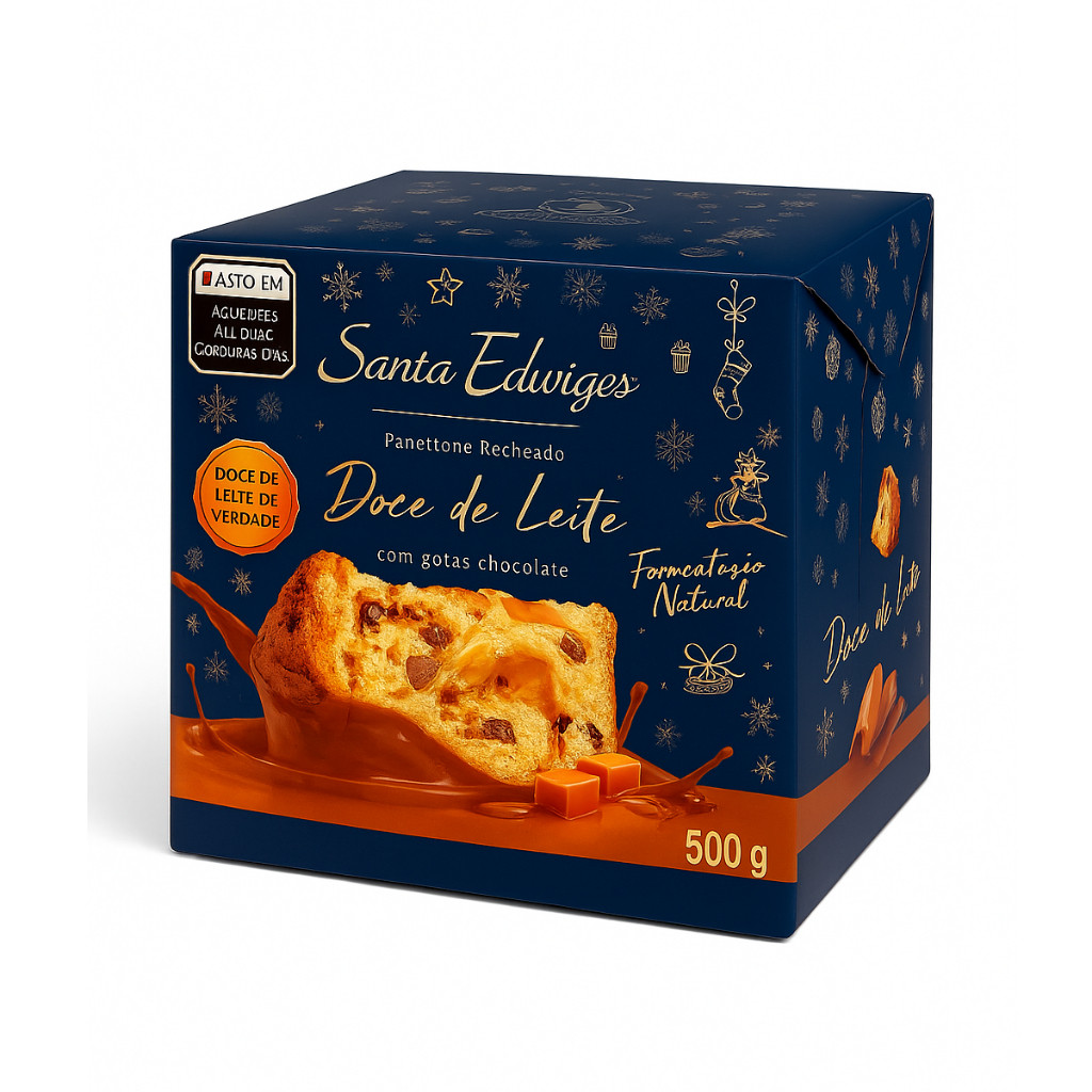 Panetone Santa Edwiges 500g Recheado – Doce de Leite Cremoso + Gotas de ...