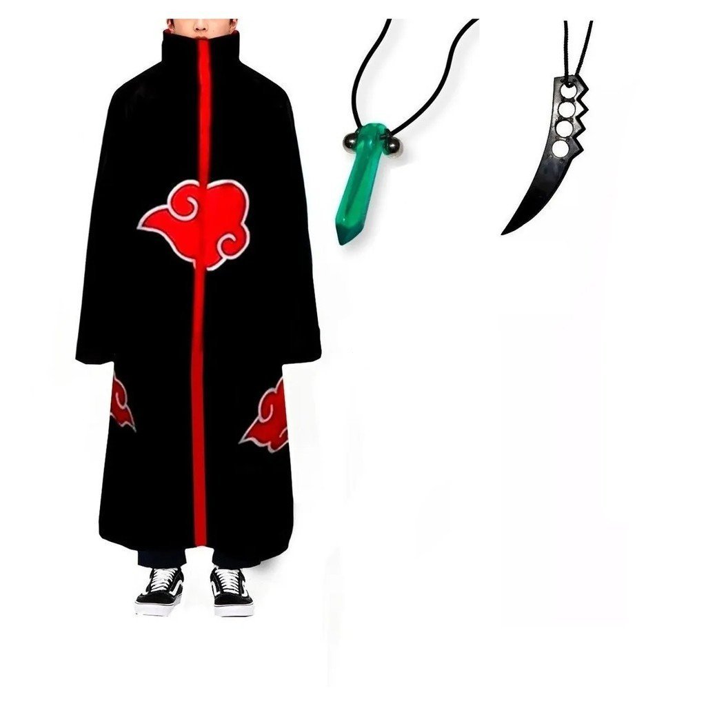 Capa Akatsuki/cosplay/fantasias/naruto/gola Dura com colar Sarutobi e ...