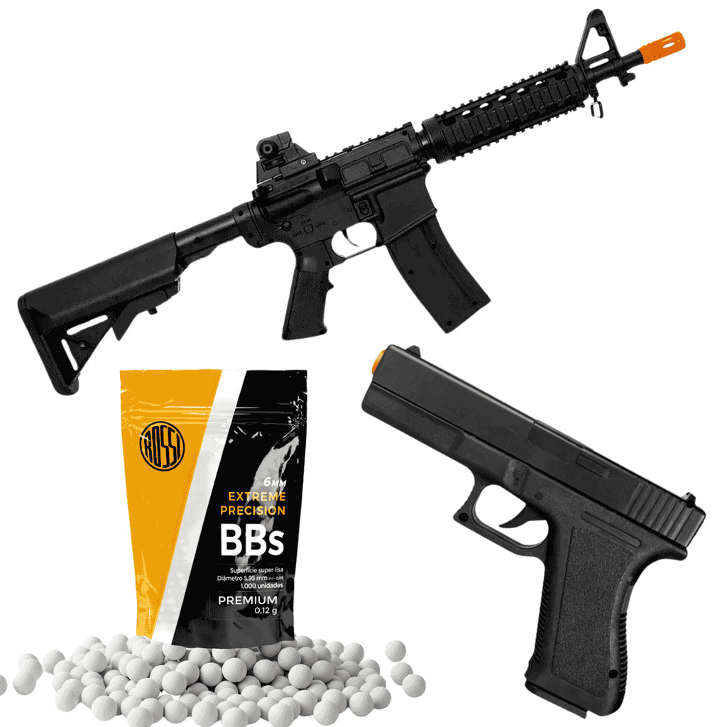 Airsoft Kit 2 Armas VG M4A1-CQB 8918 Mola e Pistola VG GK-V307 Spring ...