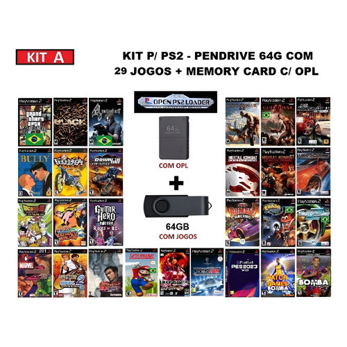 Kit Opl Para Playstation 2 Memory Card Ps2 Pendrive De 64gb | Shopee Brasil