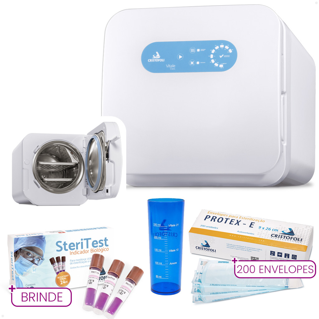 Kit Autoclave Vitale Class 12L Cristófoli + SteriTest + Protex-E ...