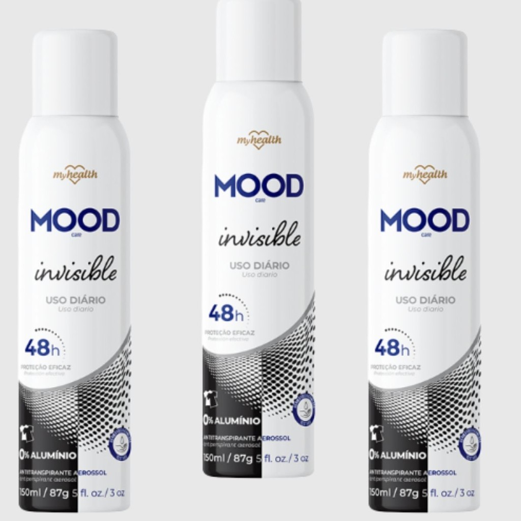 KIT 3 DESODORANTE ANTITRANSPIRANTE INVISIBLE MOOD CARE 150ML USO DIÁRIO ...