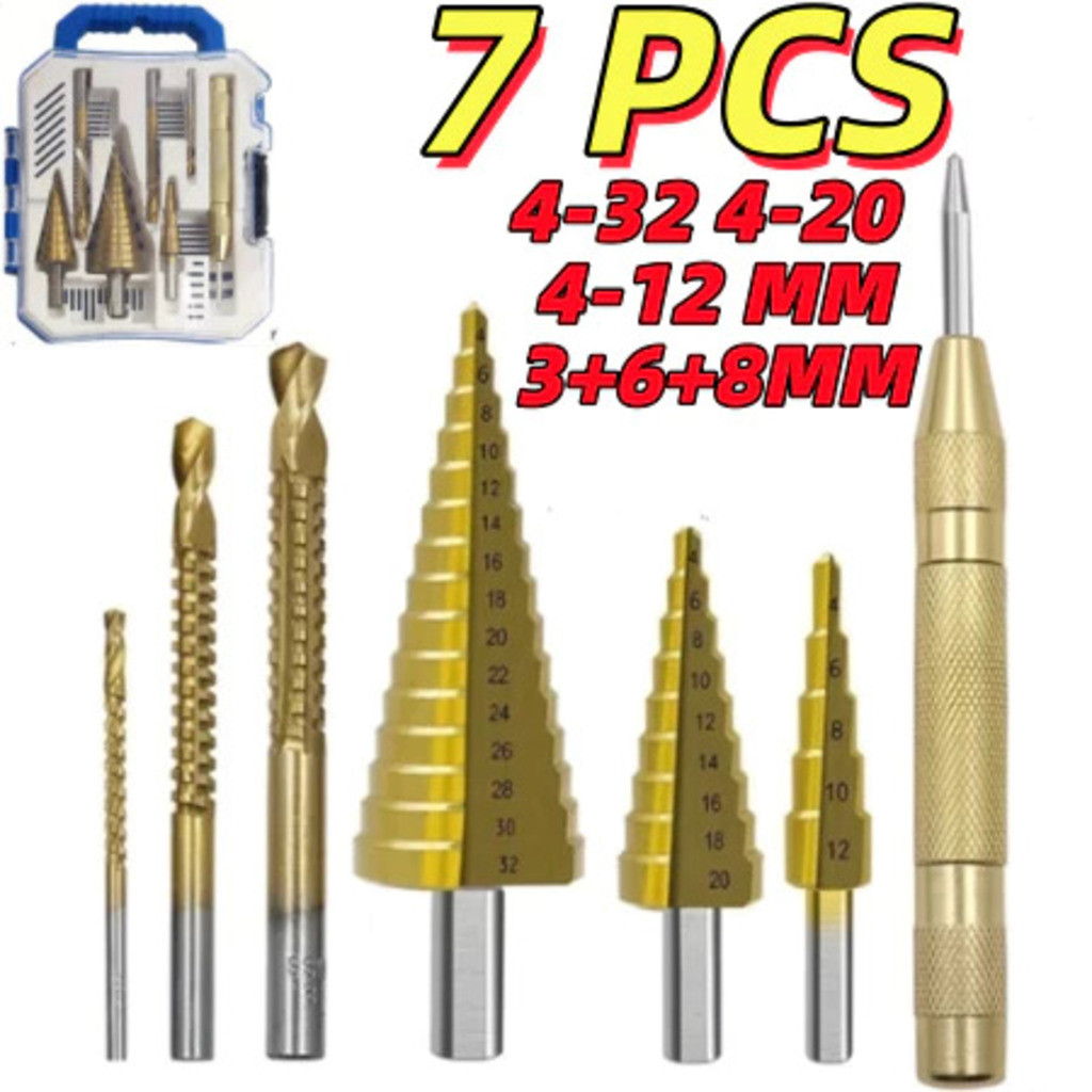 Brocas Titânio Escalonada Amarela Aço e Broca Corte Lateral Marcador ...