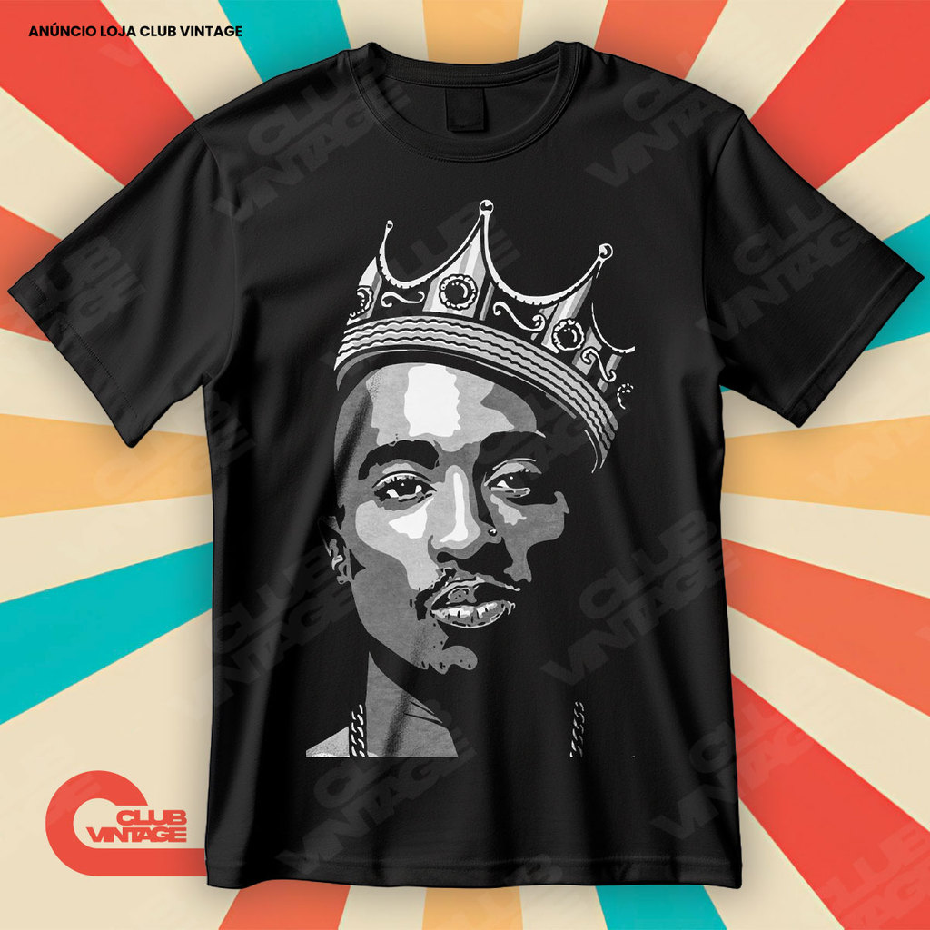 Camiseta Rapper Tupac King Blusa Camisa 100% Algodão | Shopee Brasil